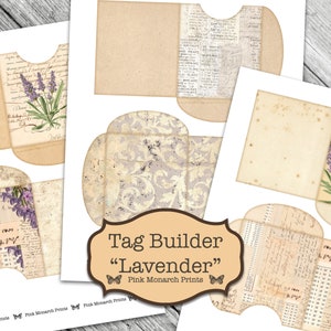 Shabby Chic Tag Builder, Lavender Tag Builder Kit, Junk Journal Kit ...