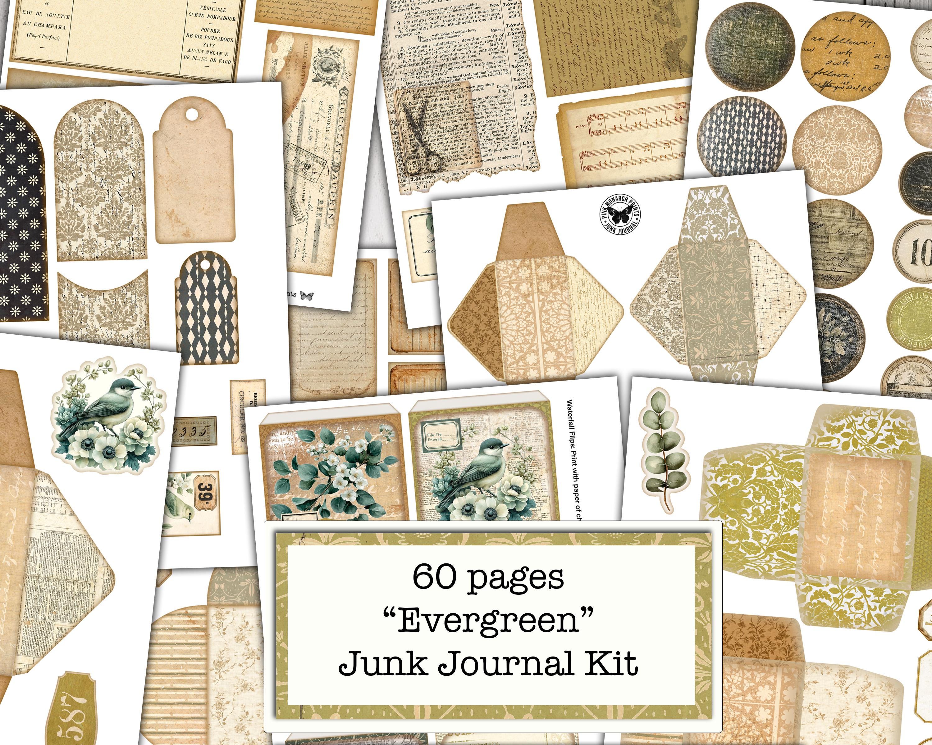 Evergreen Junk Journal Kit: 60 Pages, Large Printable Collection for ...