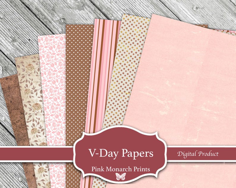V-day Paper Collection, Printable, Love, Valentines Papers, Printable ...