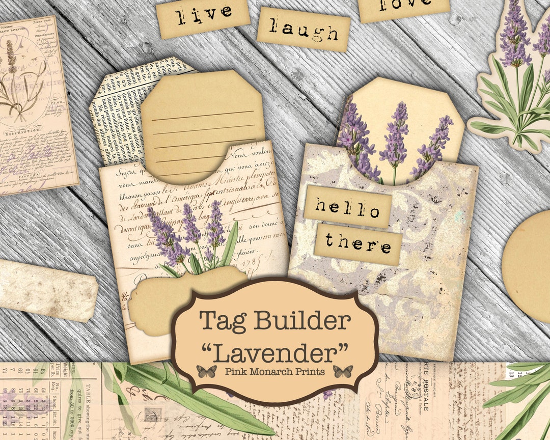Shabby Chic Tag Builder, Lavender Tag Builder Kit, Junk Journal Kit ...
