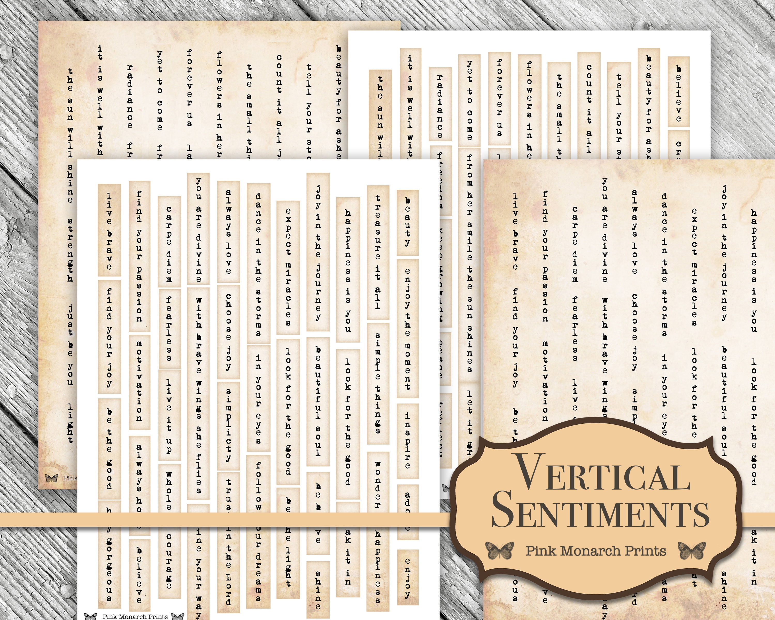 Vertical Sentiments, Digital Inspirational Words, Embellishments for ...