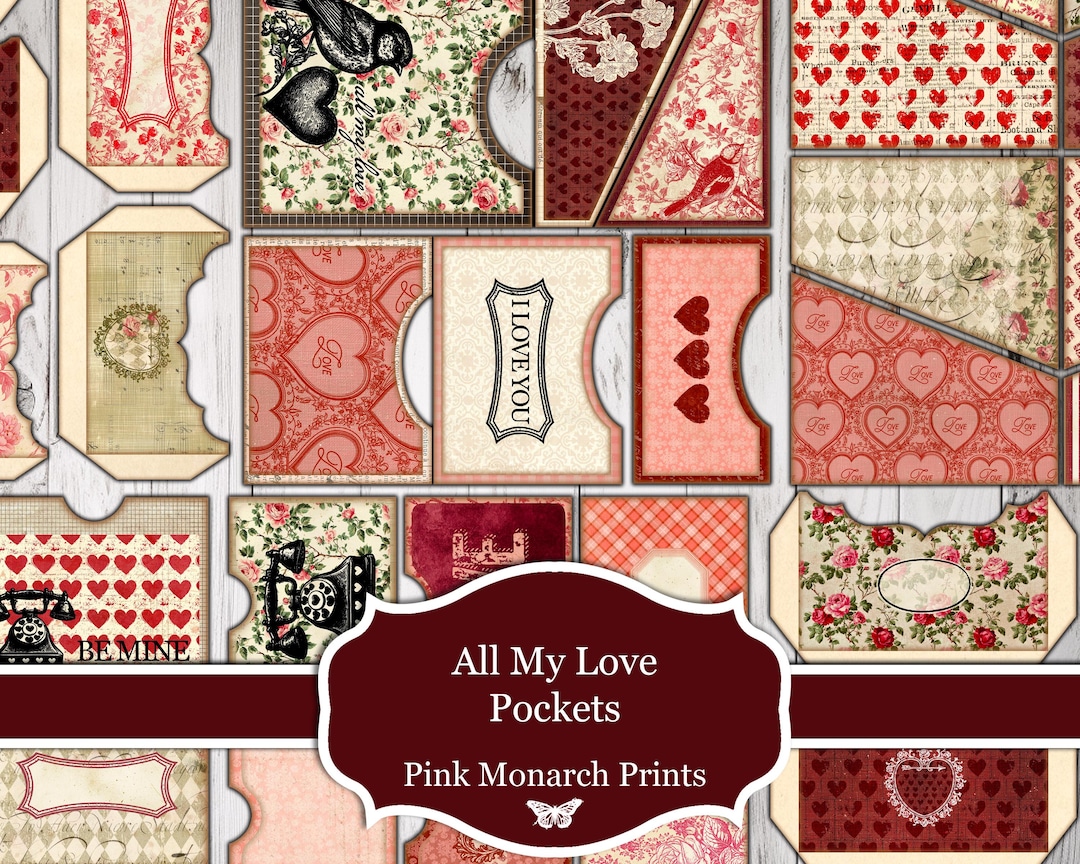 All My Love Pockets, Digital, Printable, Romance, Valentines Day ...