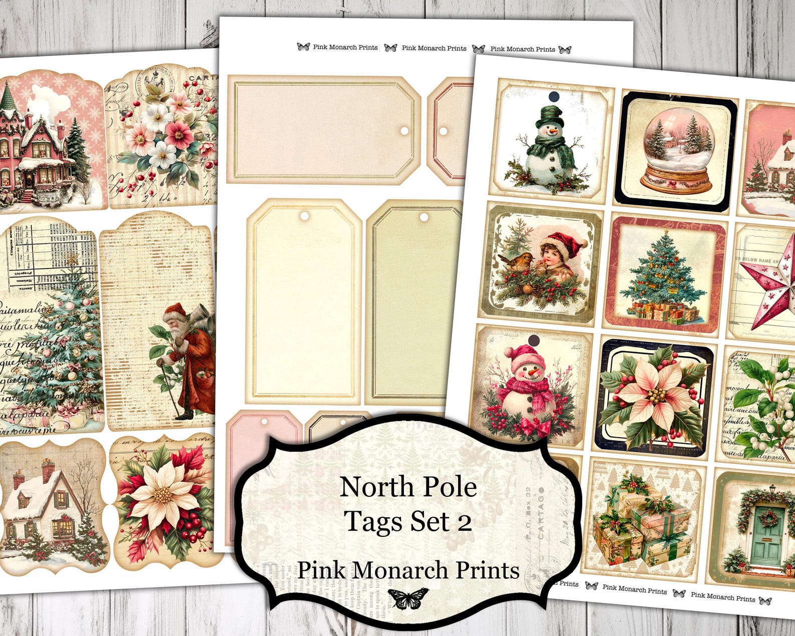 North Pole Tags, Set 2, Tag Varieties, Digital Junk Journal, Christmas ...