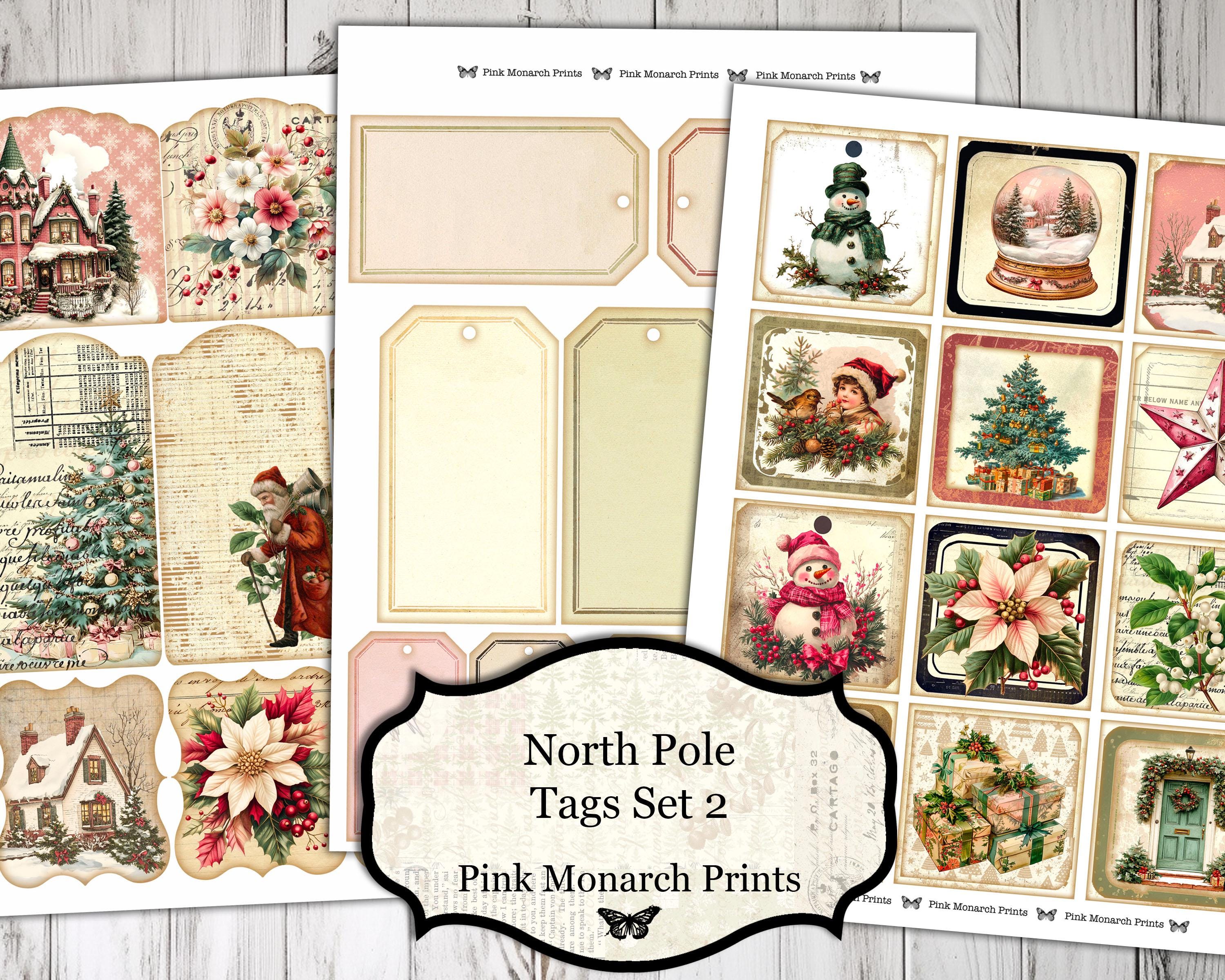 North Pole Tags, Set 2, Tag Varieties, Digital Junk Journal, Christmas ...