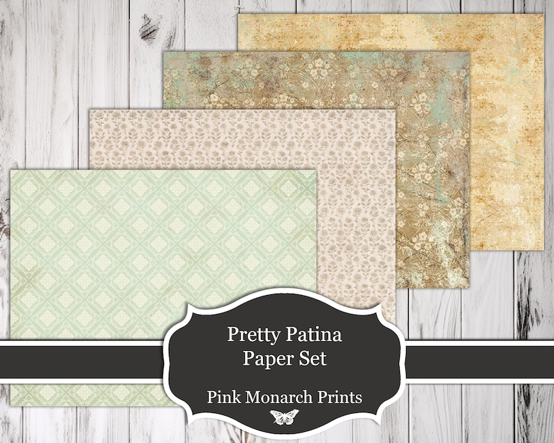 Pretty Patina Paper Set, Printable Scrapbooking and Junk Journaling ...