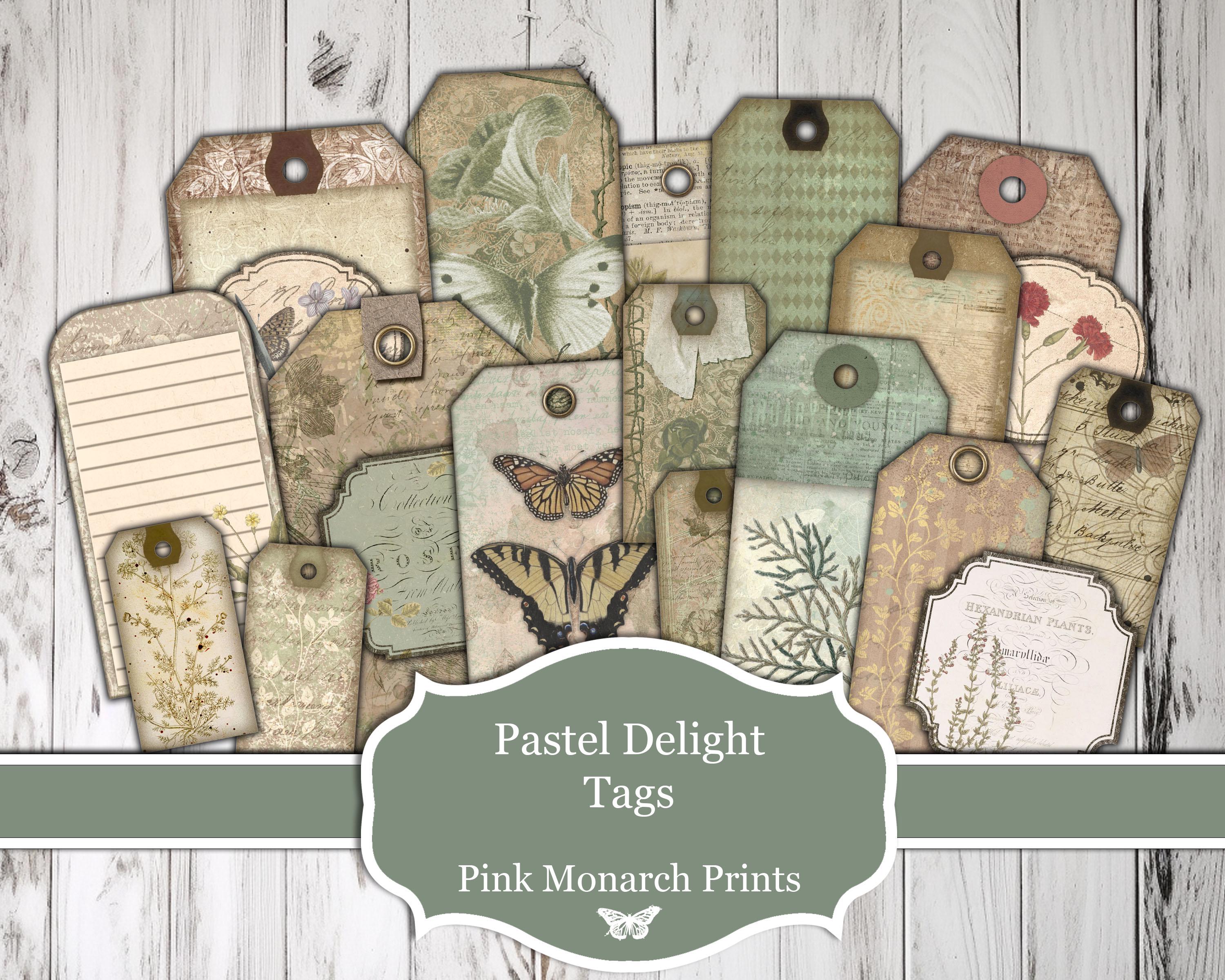 Pastel Delight Tags: Vintage Printable Junk Journal and Scrapbooking ...