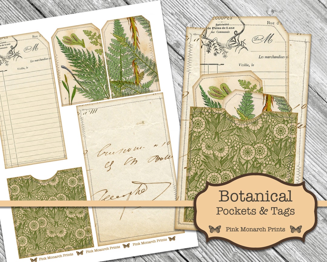 Botanical Junk Journal, Junk Journal Kit, Junk Journaling Pockets, Tags ...