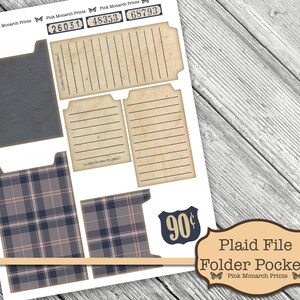 Plaid File Folder Pockets, Junk Journal Supplies, Vintage Ephemera ...