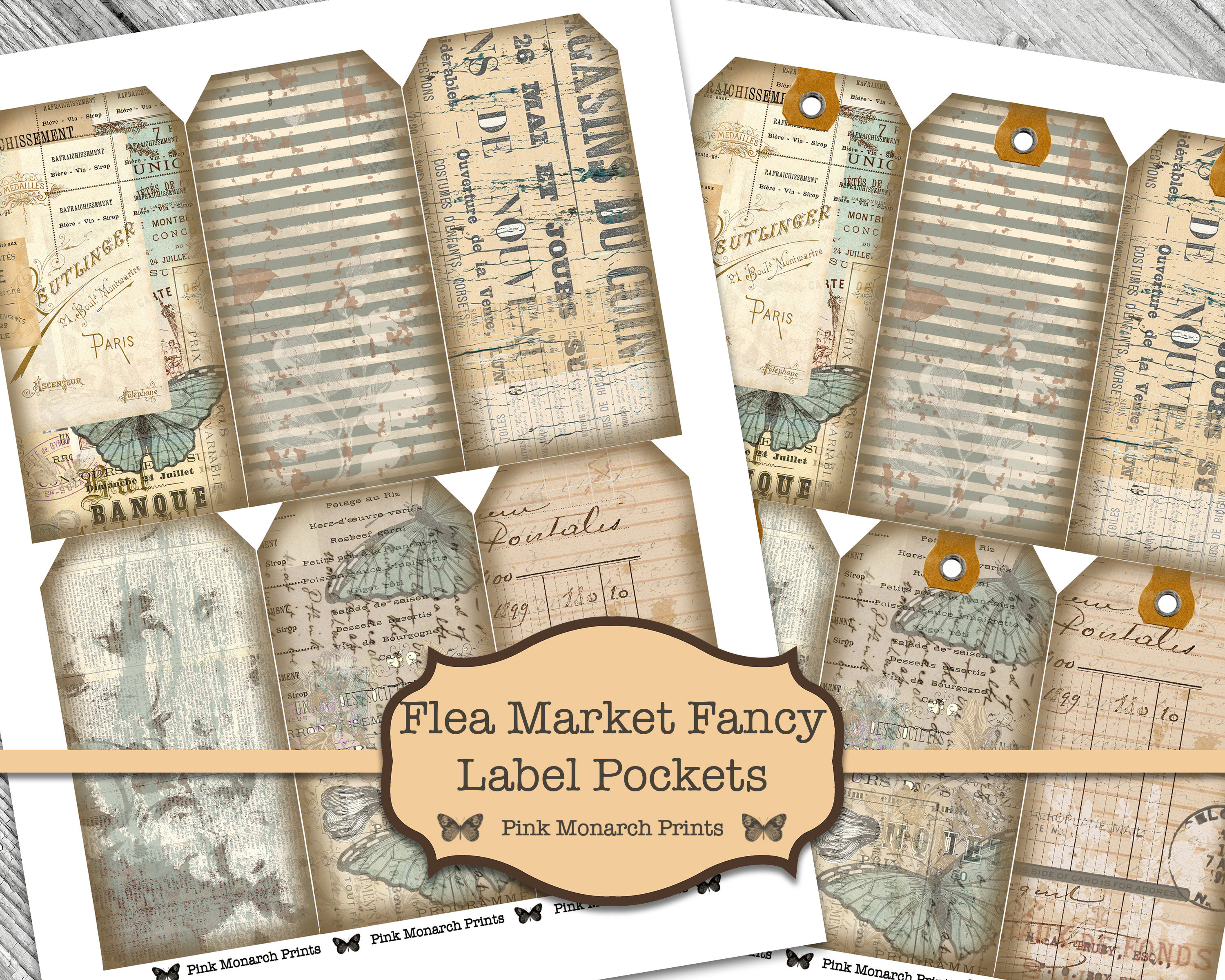 Flea Market Tags Shabby Chic Paper Junk Journal Kit Vintage - Etsy