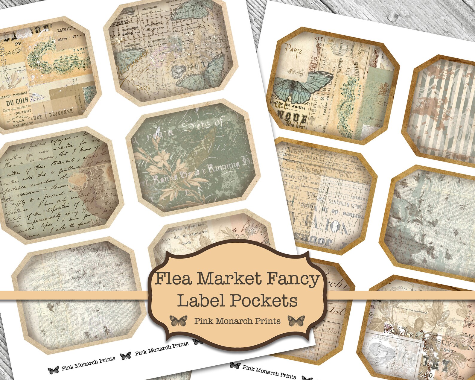 Flea Market Tags, Shabby Chic Paper, Junk Journal Kit, Vintage Flea ...