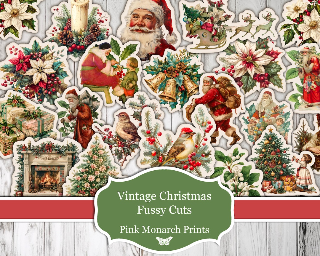 Vintage Christmas Fussy Cuts, Digital, Printable, Digital Junk Journal ...
