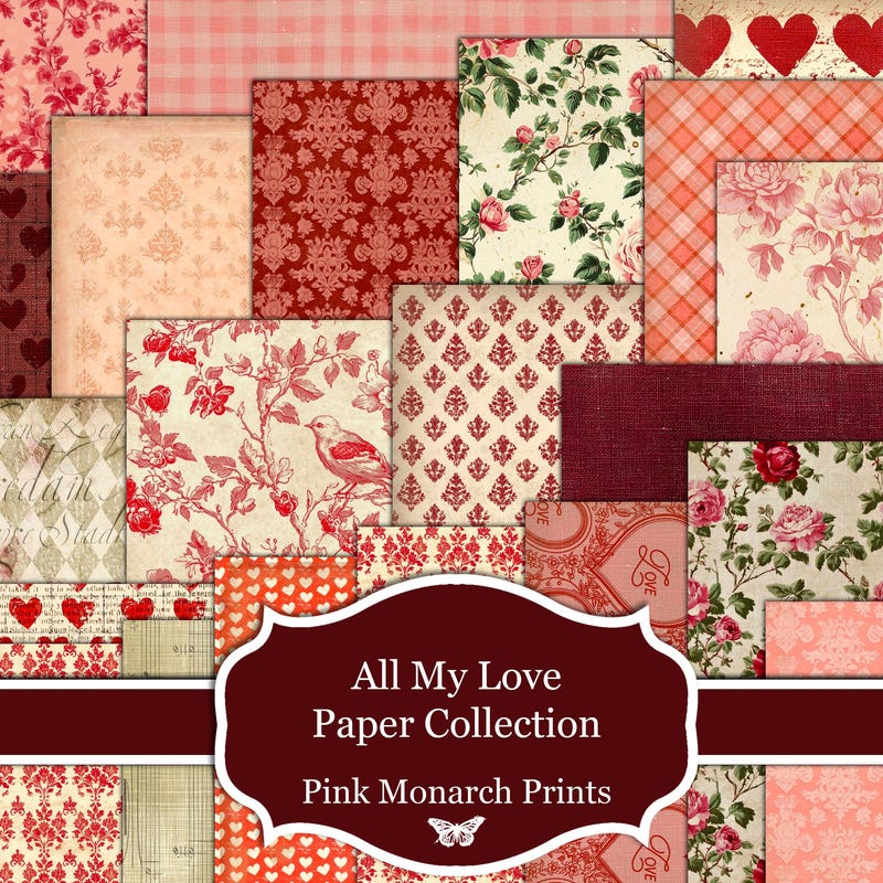 Heart Junk Journal Papers - Etsy