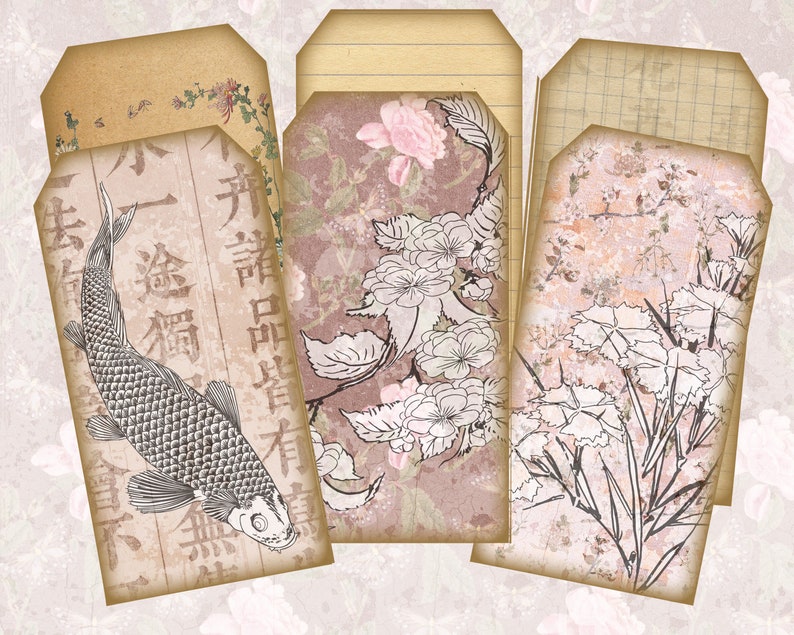 Asian Digital Paper Pack, Asian Journal Pack, Japanese Junk Journal Kit ...