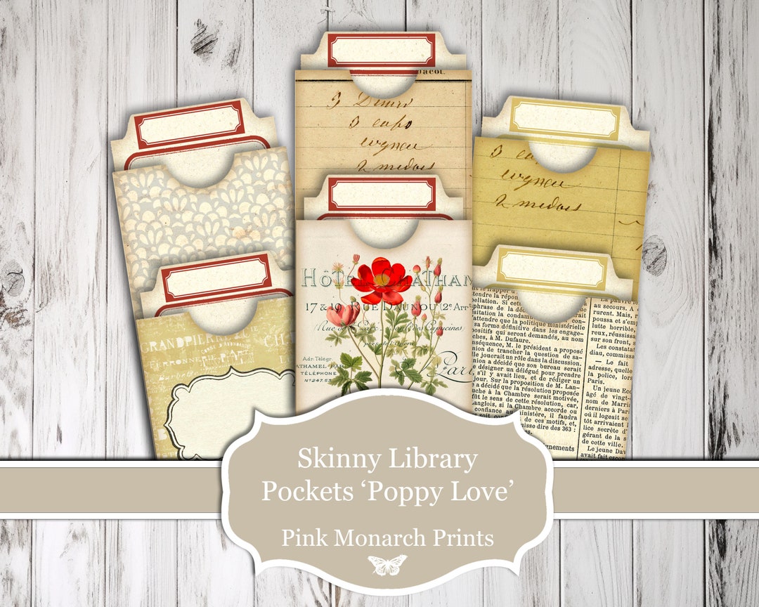 Skinny Library Pockets, Botanical, Pockets, Poppy Love Collection ...