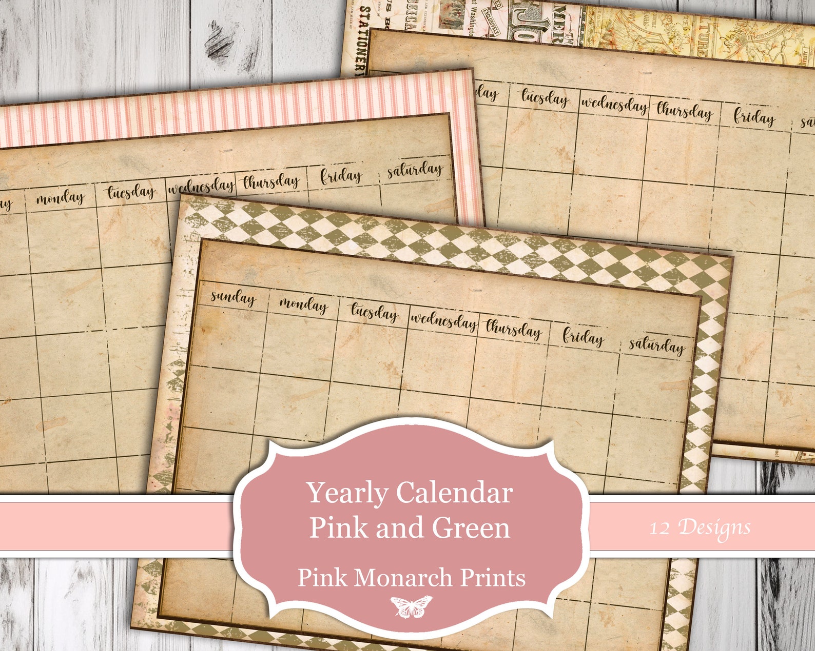 Custom, Junk Journal Calendar, Digital Planner, Junk Journaling Digital ...