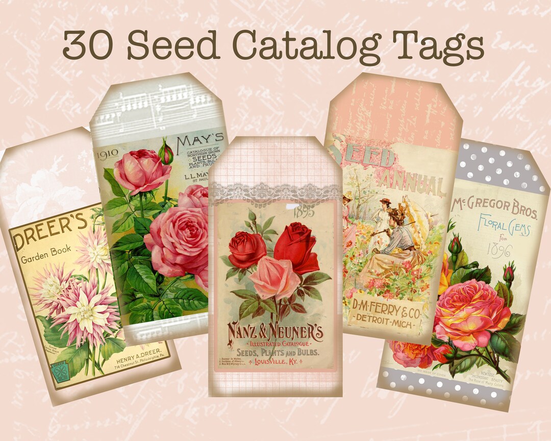 30 Seed Catalog Tags, Junk Journaling Tags, Seed Packets Junk Journals ...