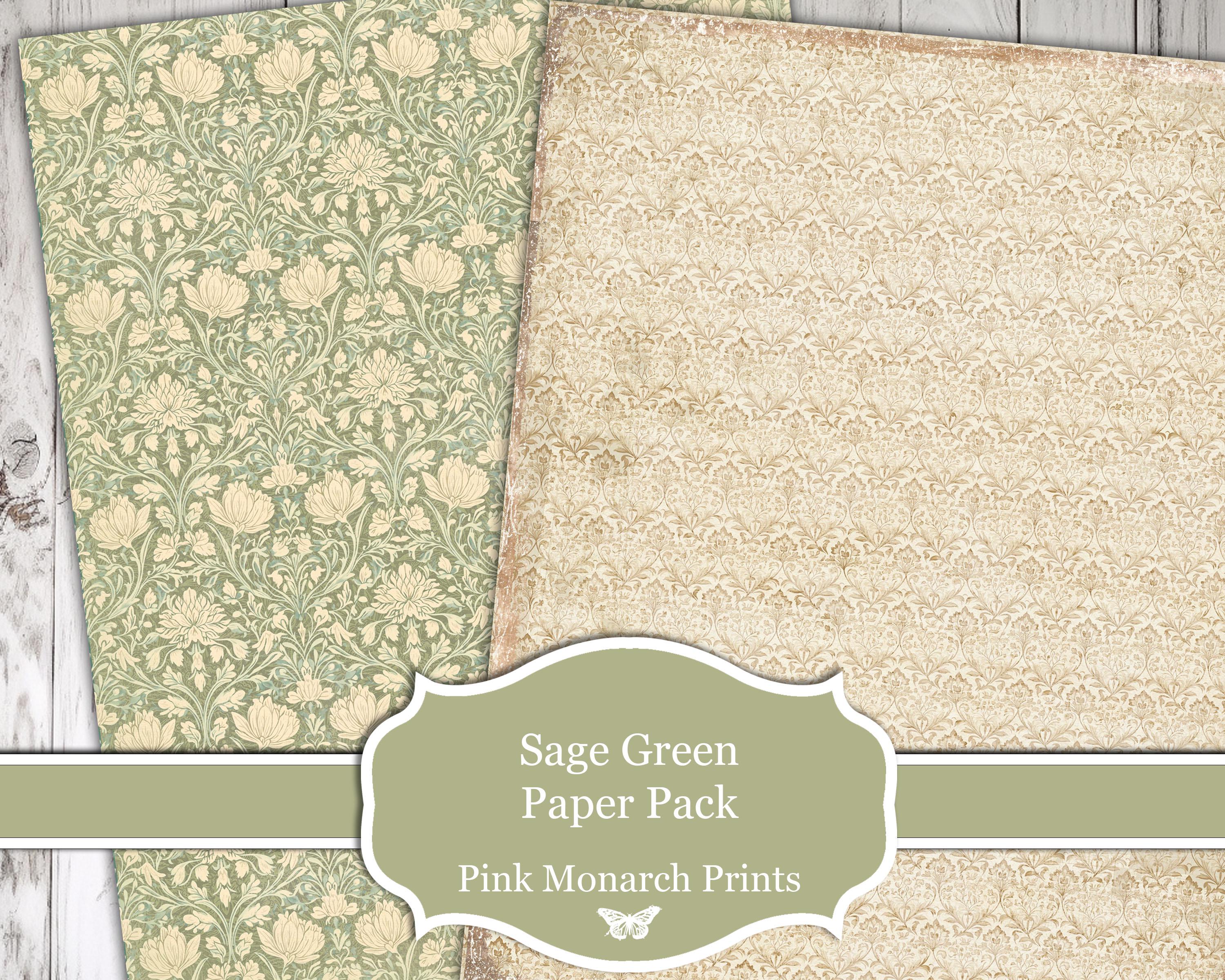 Sage Green Paper Pack, Junk Journal and Scrapbooking Paper (digital ...