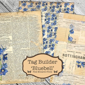 Bluebell Tag Builder Kit, Junk Journal Kit, Junk Journaling Digitals ...