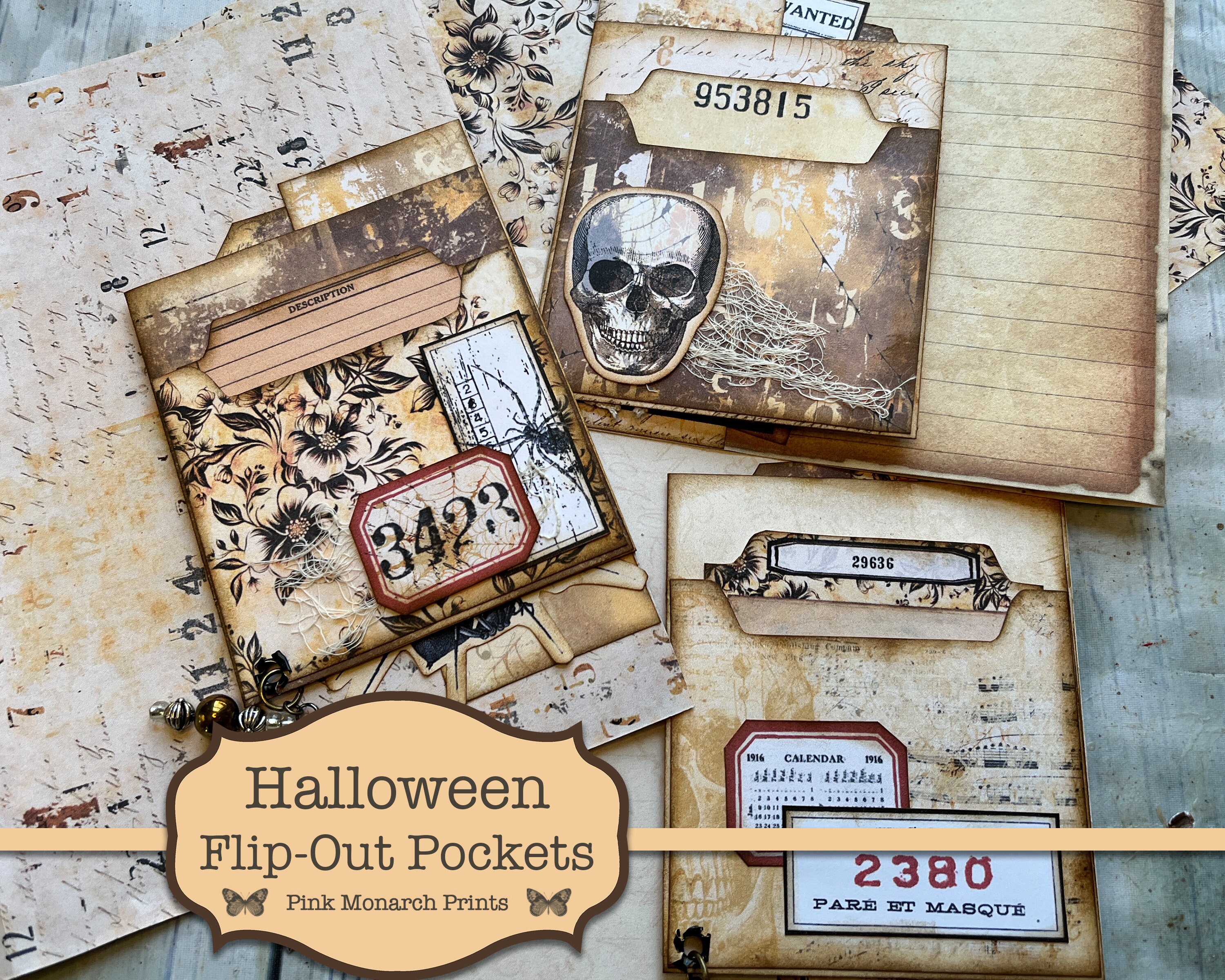 Halloween Flip-out Pockets, Junk Journal Supplies, Vintage Ephemera ...
