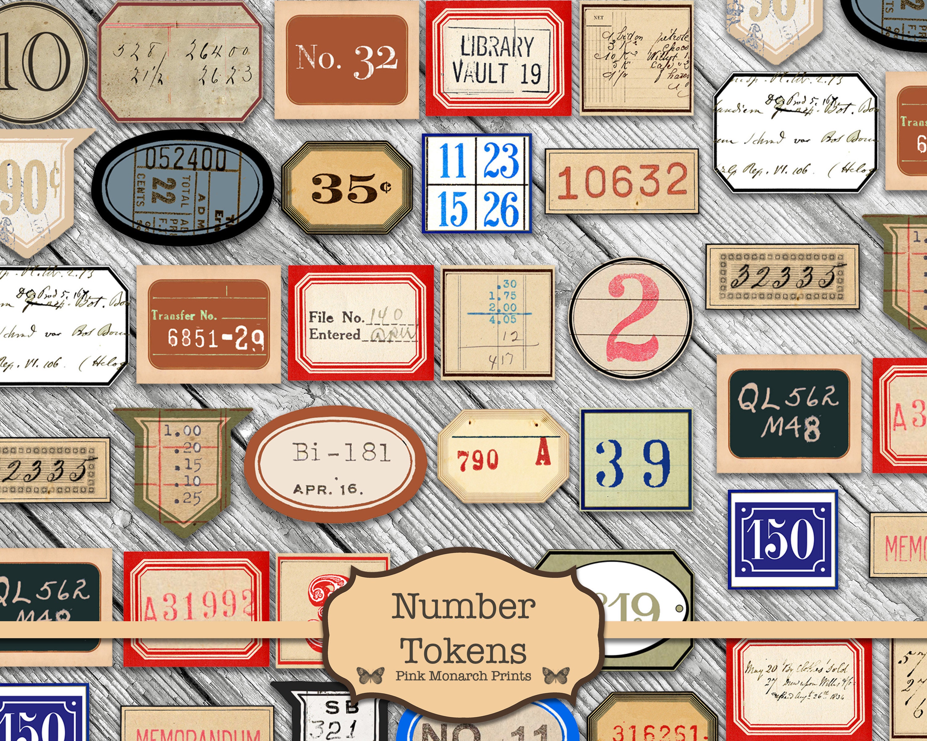 Number Tokens Junk Journaling Labels Words for Junk - Etsy