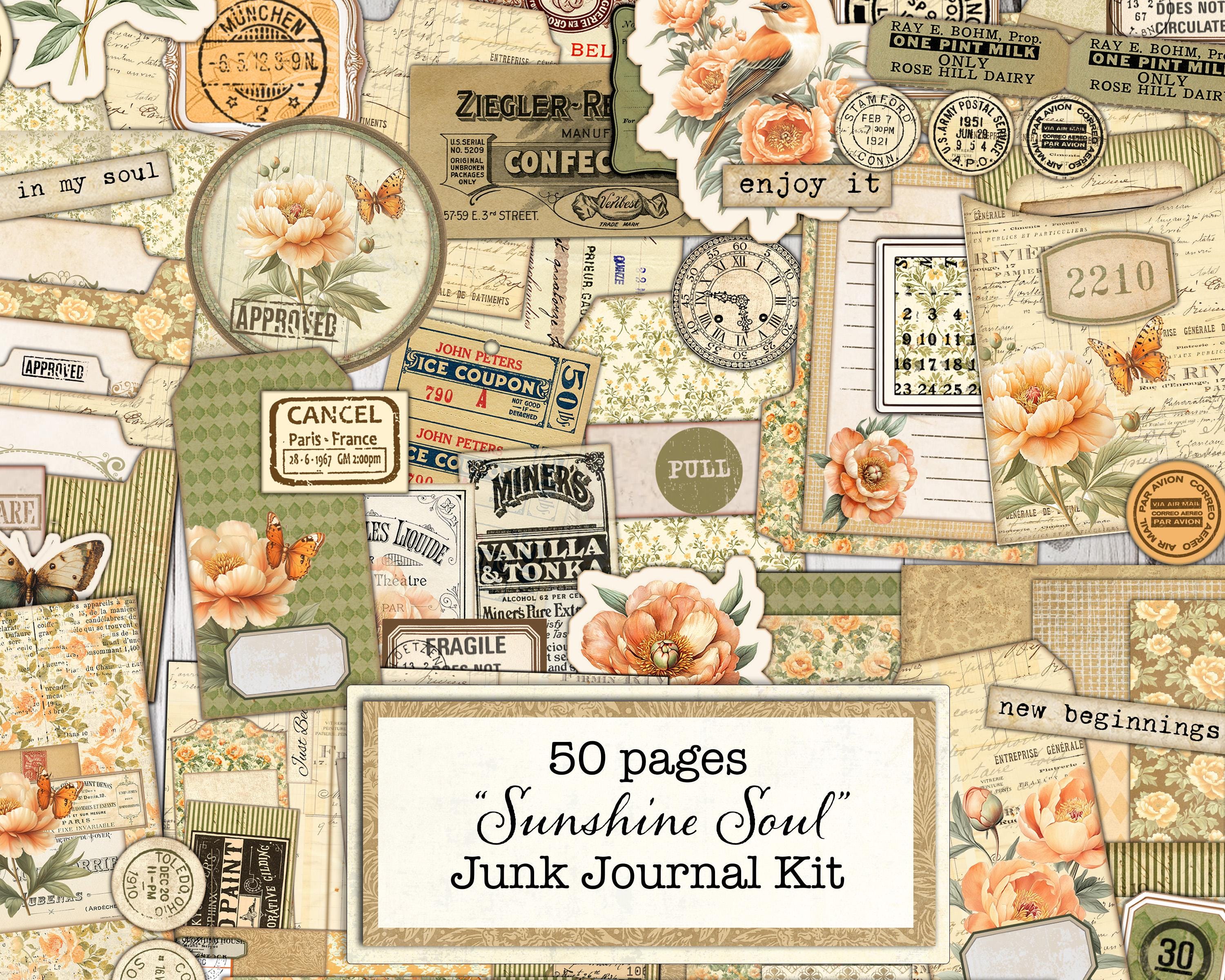 Sunshine Soul Junk Journal Kit: 50 Pages, Large Printable Collection ...