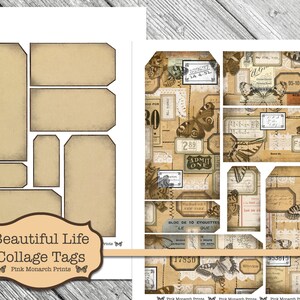 Beautiful Life Collage Tags, Junk Journal Kit, Junk Journaling Digitals ...
