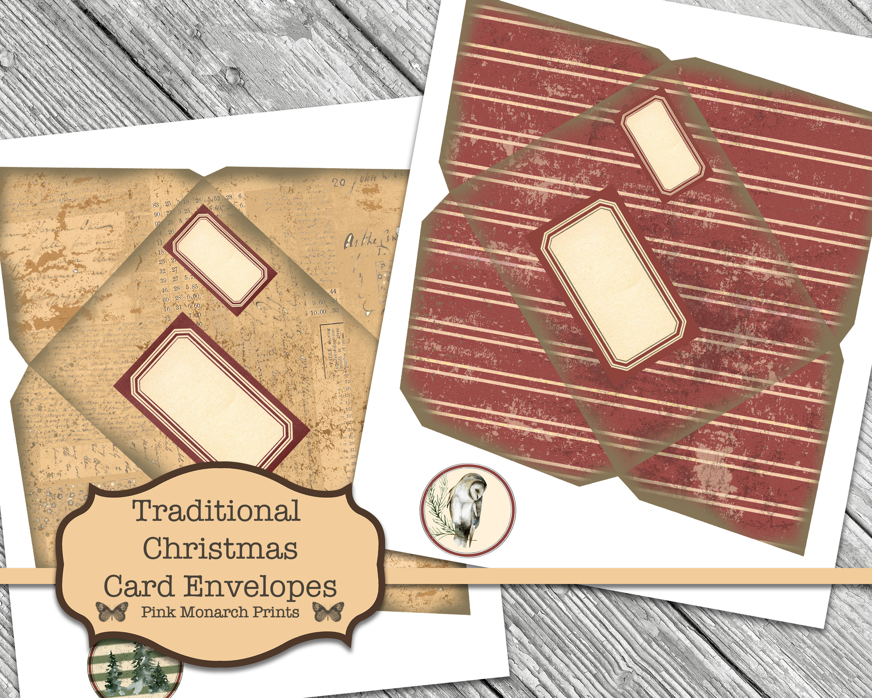 Traditional Christmas Card Envelopes Christmas Junk Journal - Etsy