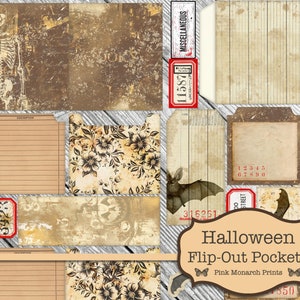 Halloween Flip-out Pockets, Junk Journal Supplies, Vintage Ephemera ...