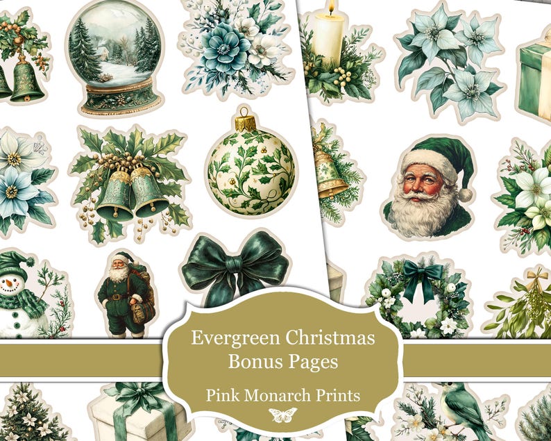 Evergreen Christmas Bonus Pages, Digital, Green, Christmas, Printable ...