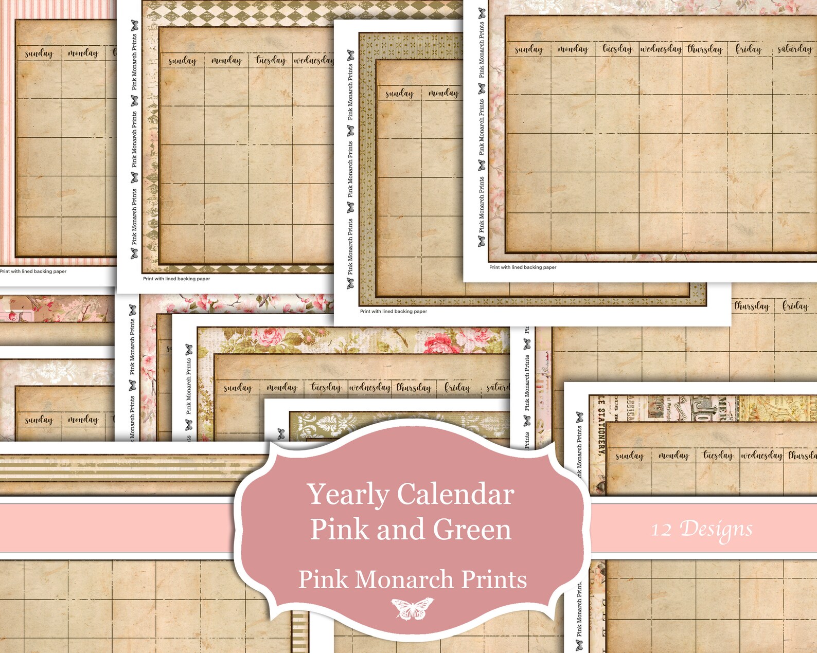 Custom, Junk Journal Calendar, Digital Planner, Junk Journaling Digital ...