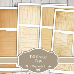 Tall Grungy Tags, Printable, Digital, Shabby Chic, Junk Journal, Kit ...