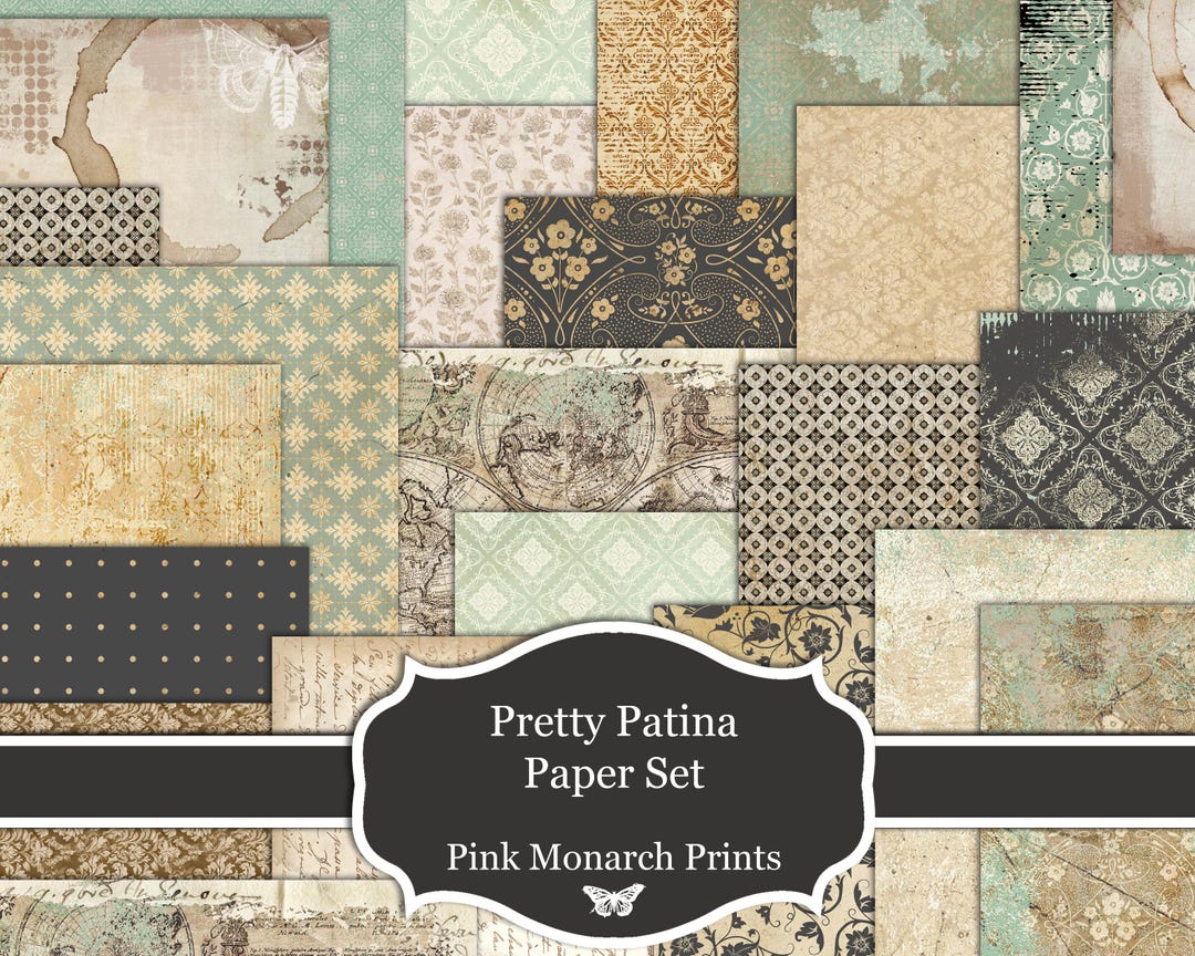 Pretty Patina Paper Set, Printable Scrapbooking and Junk Journaling ...