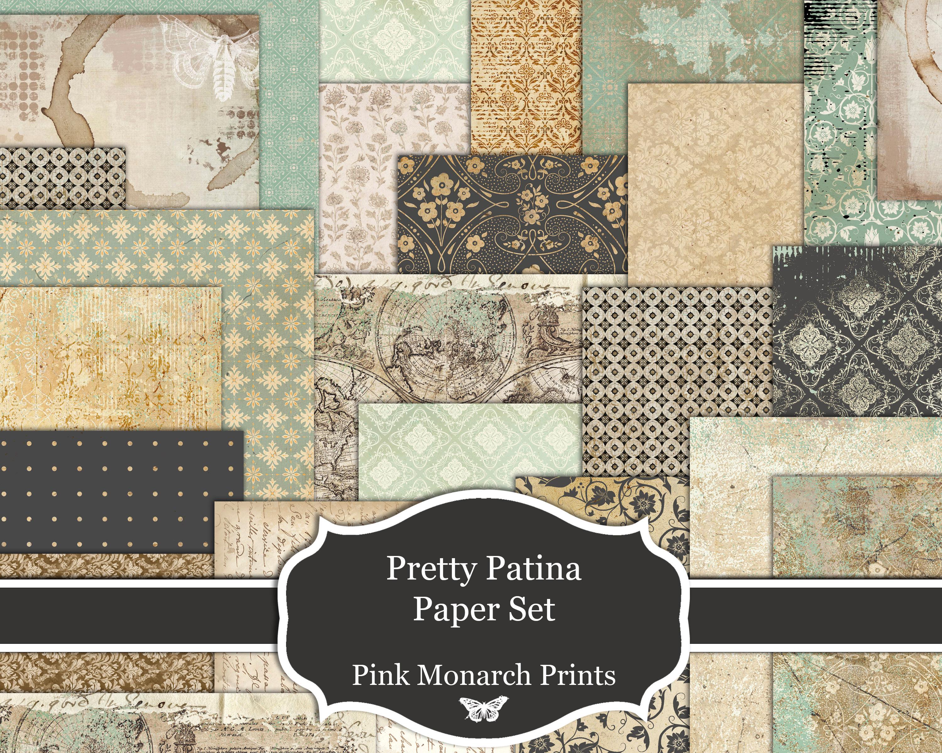 Pretty Patina Paper Set, Printable Scrapbooking and Junk Journaling ...