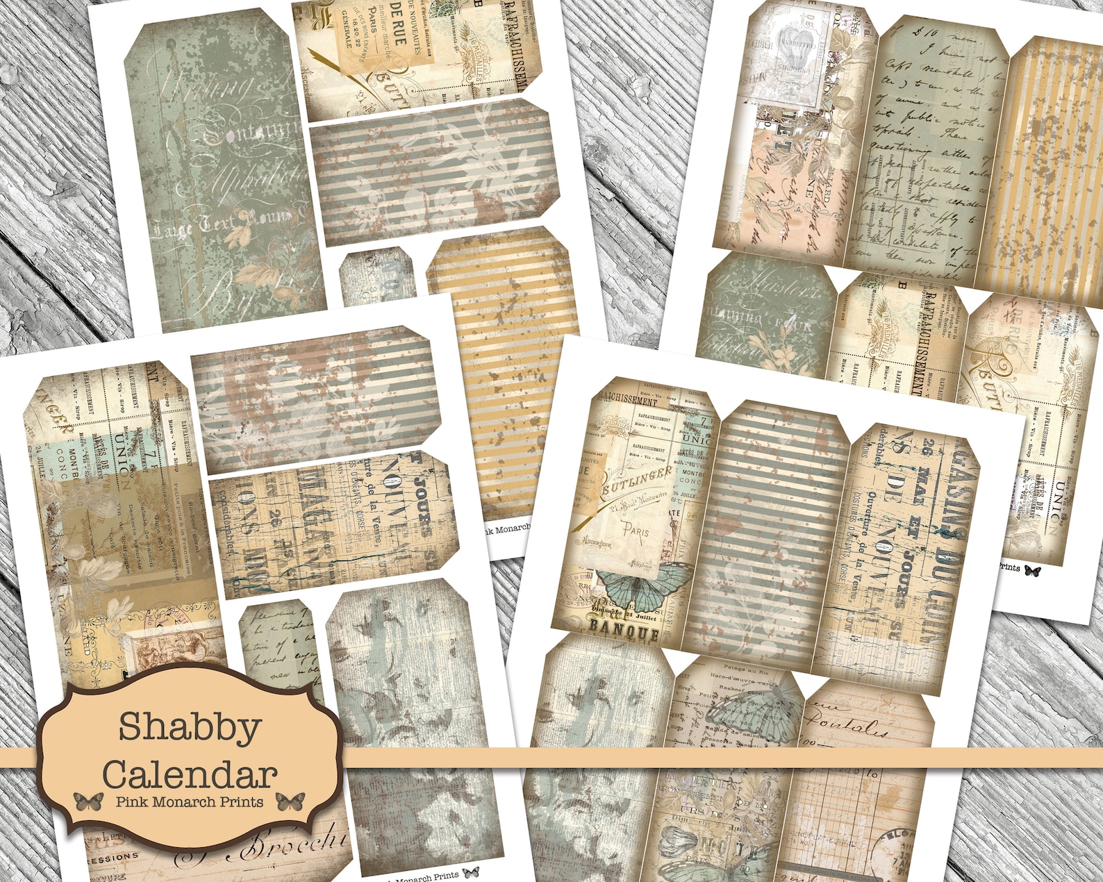 Shabby Calendar Junk Journal Calendar Digital Planner Junk - Etsy