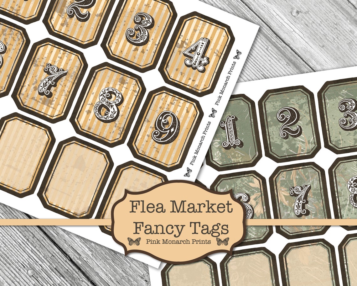 Flea Market Tags Vintage Ephemera Junk Journal Kits Vintage | Etsy