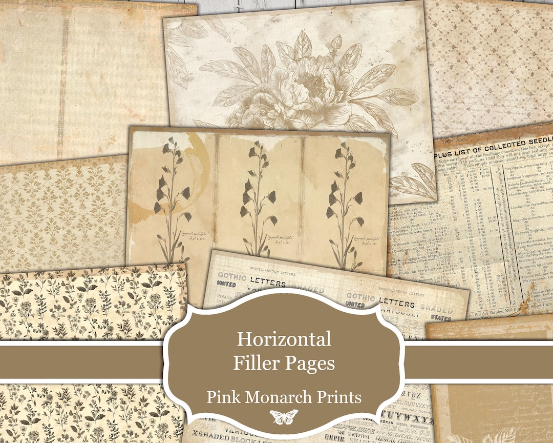 Horizontal Filler Pages, Landscape Papers, Digital Junk Journal ...