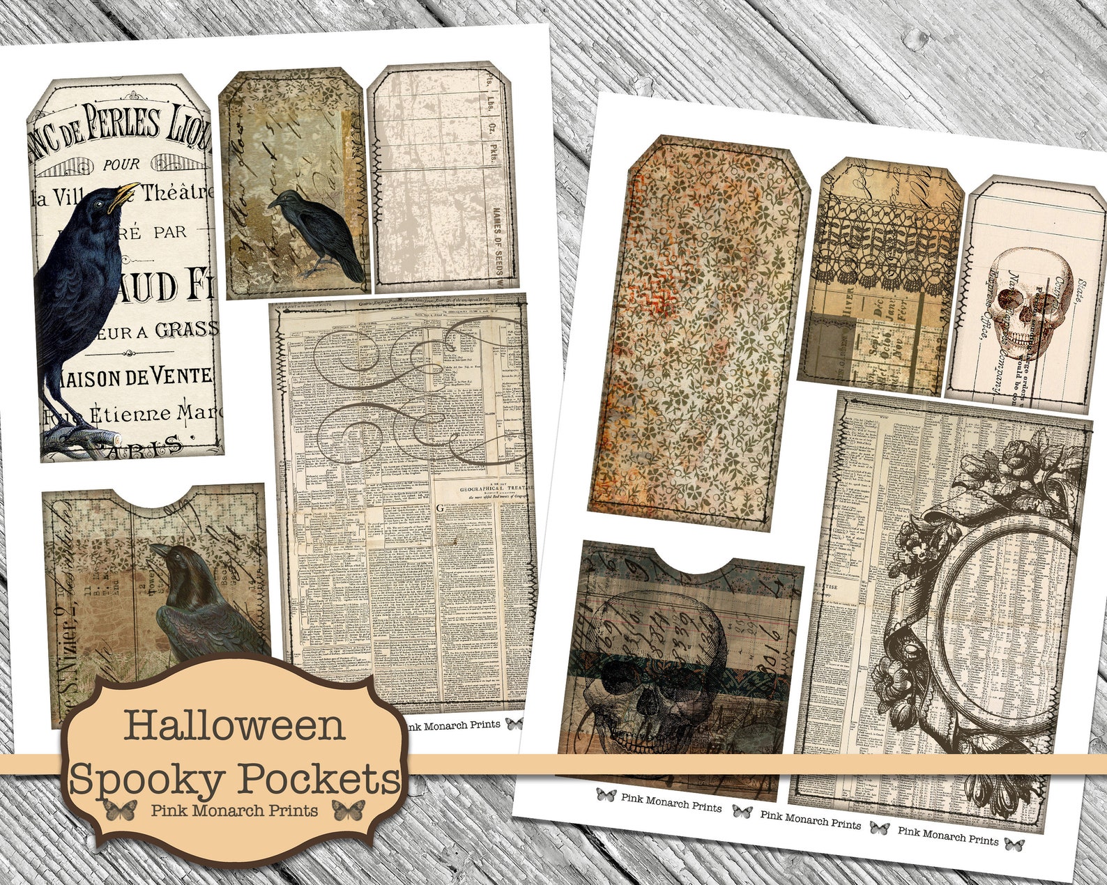 Halloween Spooky Pockets, Junk Journal Kits, Haunted Junk Journal ...