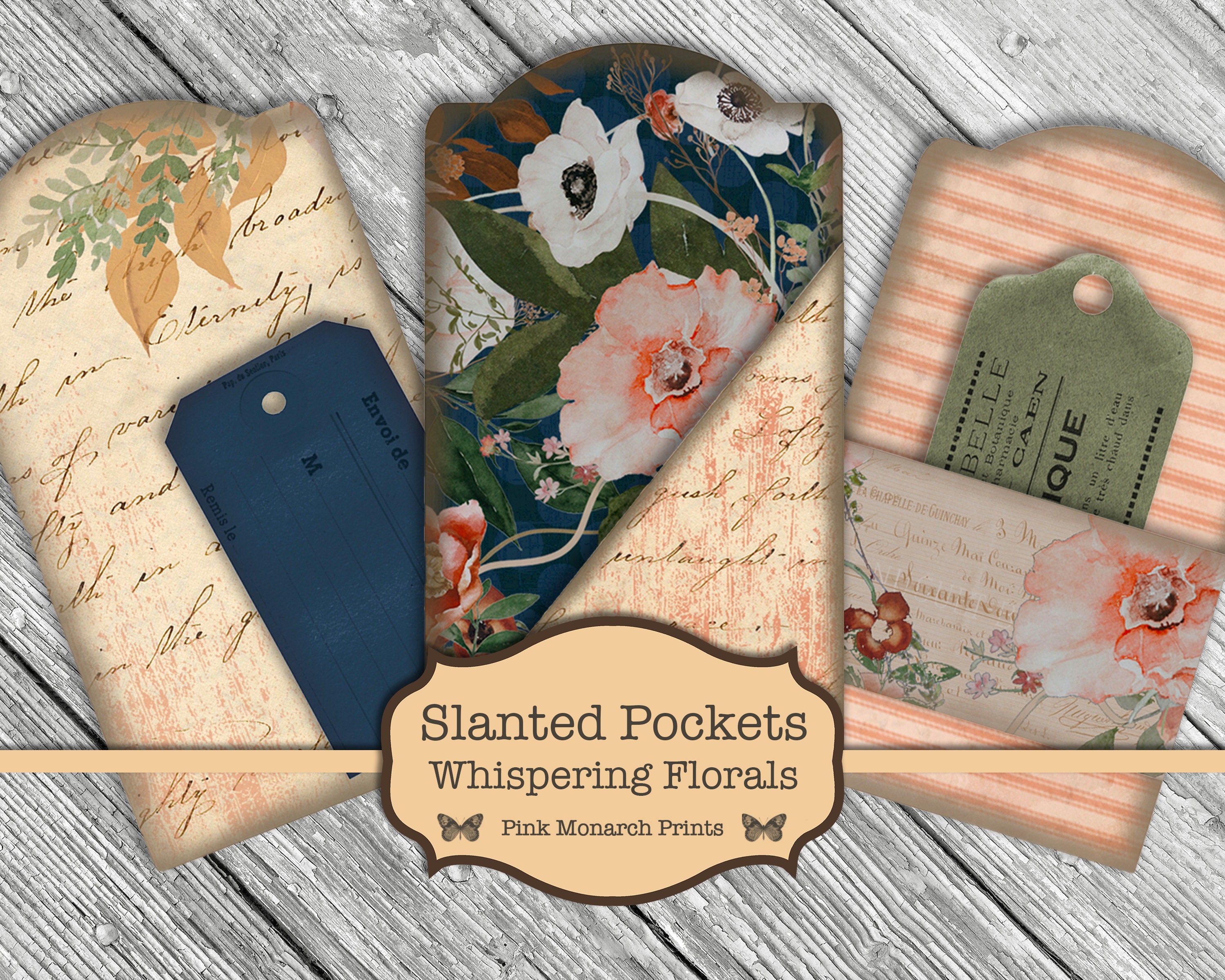 Slanted Pockets Pocket Tags Junk Journal Supplies Junk - Etsy