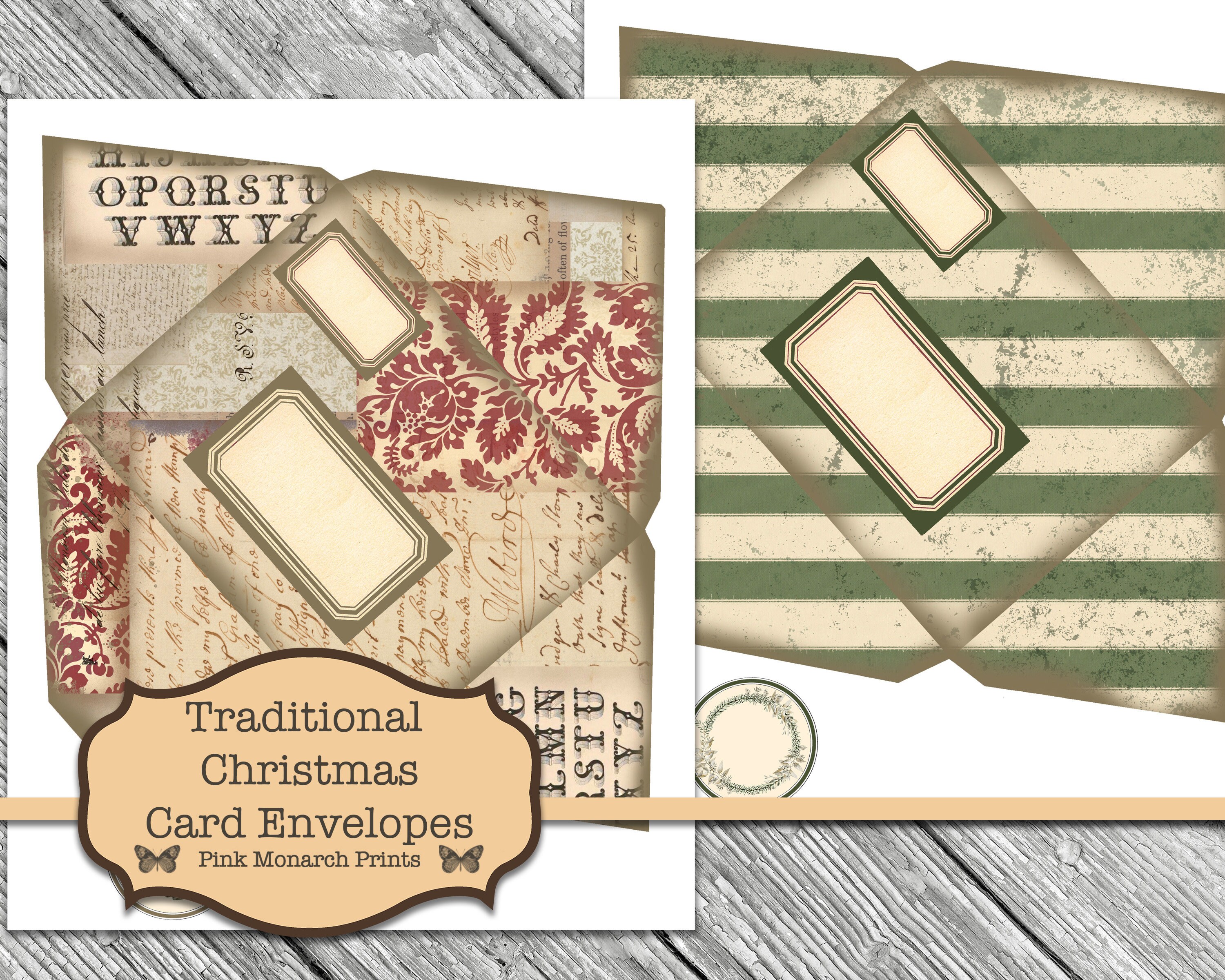 Traditional Christmas Card Envelopes, Christmas Junk Journal, Junk ...