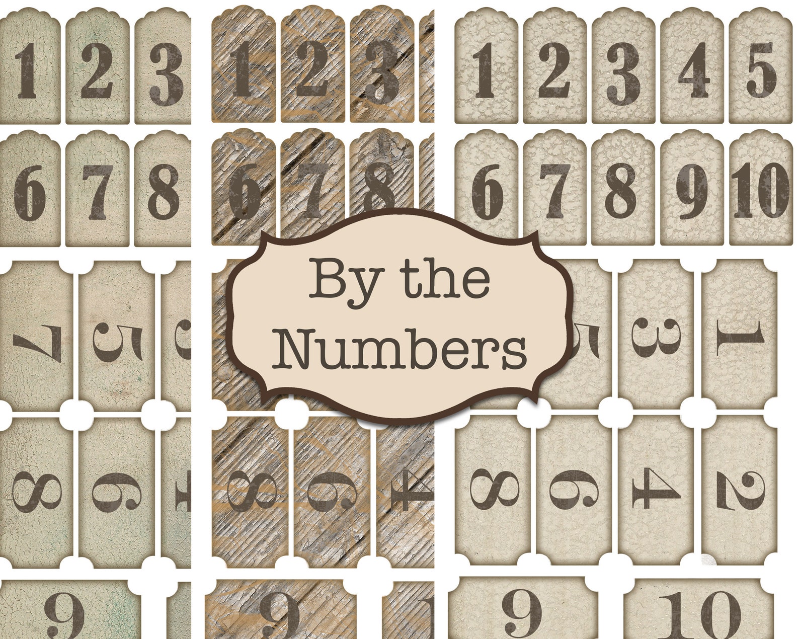 Digital Numbers, Junk Journaling Ephemera, Printable Numbers, Digital ...