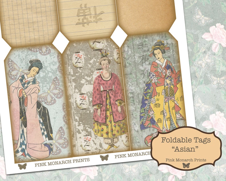 Asian Digital Paper Pack, Asian Journal Pack, Japanese Junk Journal Kit ...