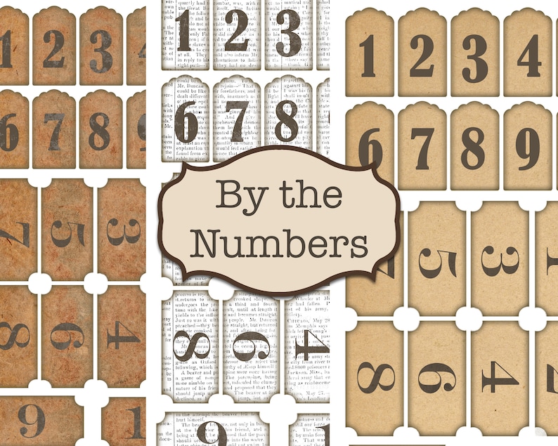 Digital Numbers, Junk Journaling Ephemera, Printable Numbers, Digital ...