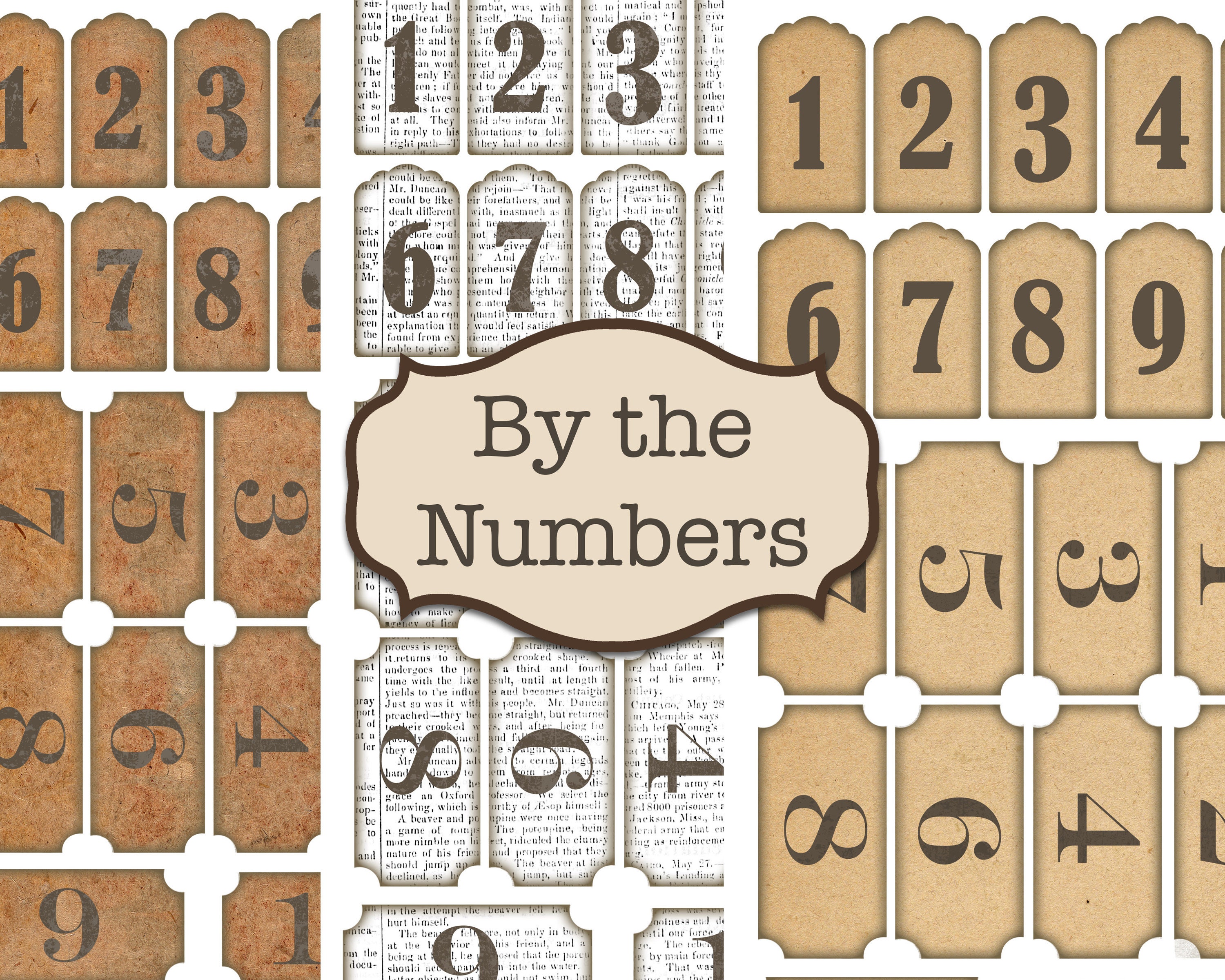 Digital Numbers, Junk Journaling Ephemera, Printable Numbers, Digital ...