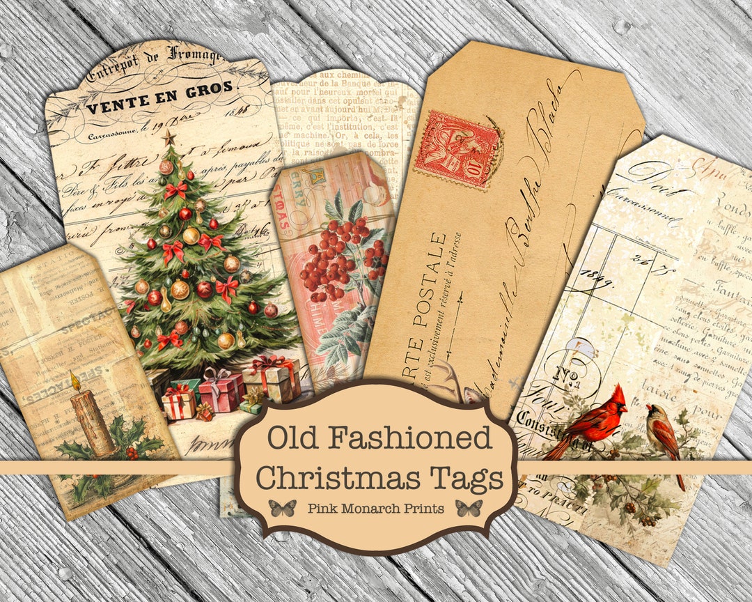 Old Fashioned Christmas Tags, Printable Tags, Digital Junk Journal ...