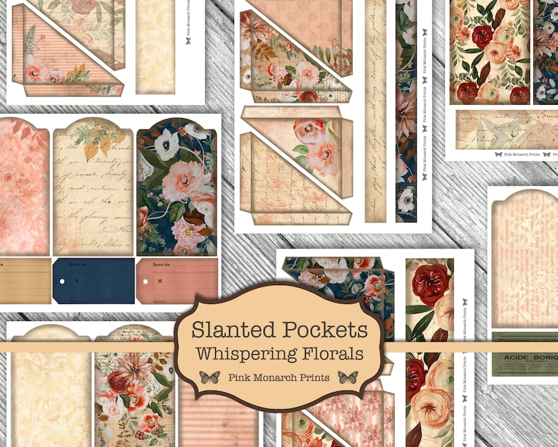 Slanted Pockets Pocket Tags Junk Journal Supplies Junk - Etsy