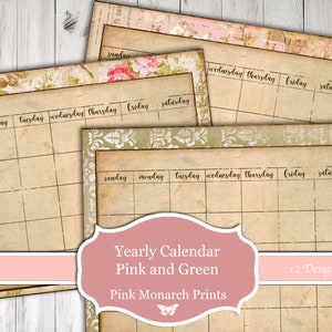 Custom, Junk Journal Calendar, Digital Planner, Junk Journaling Digital ...