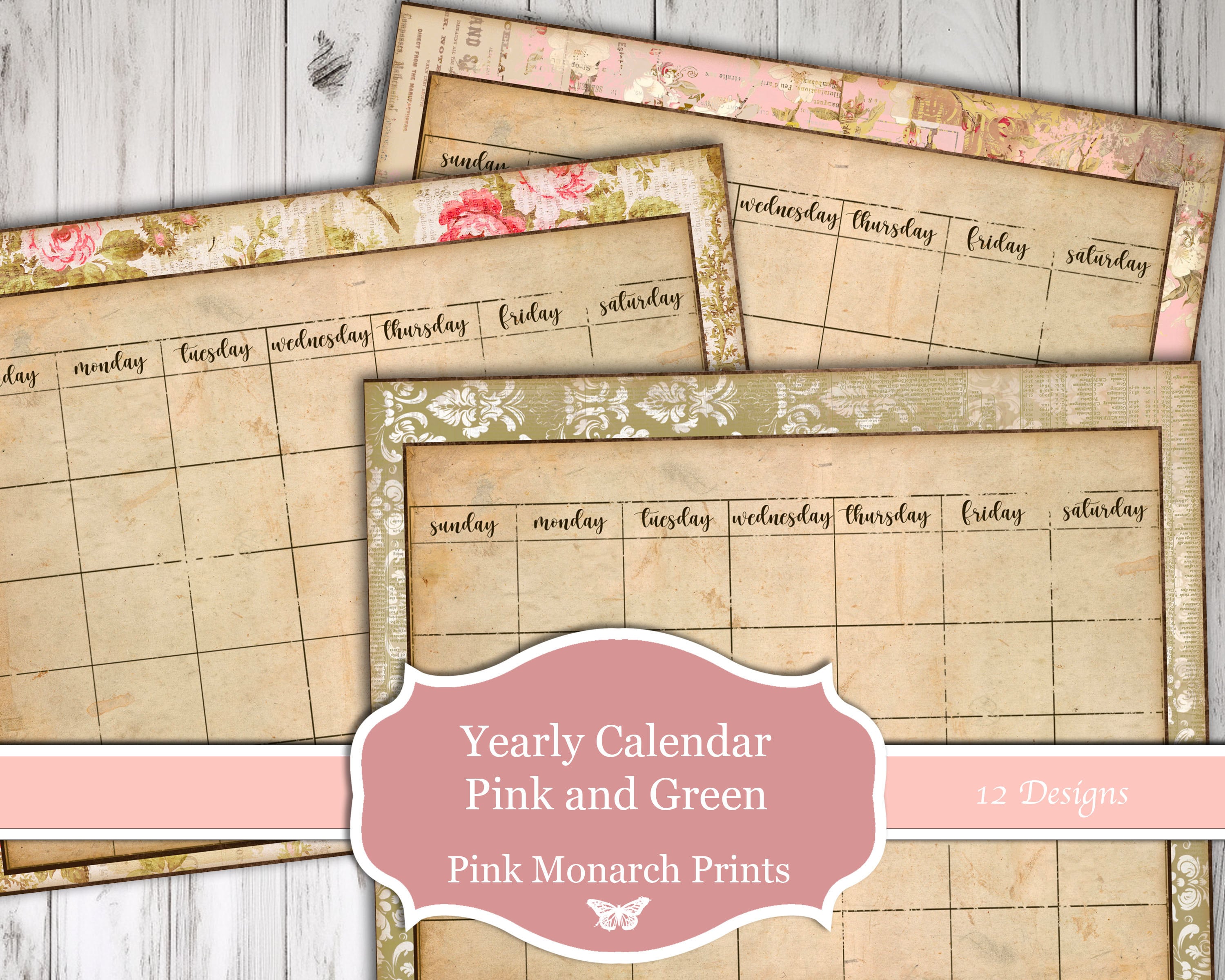 Custom, Junk Journal Calendar, Digital Planner, Junk Journaling Digital ...