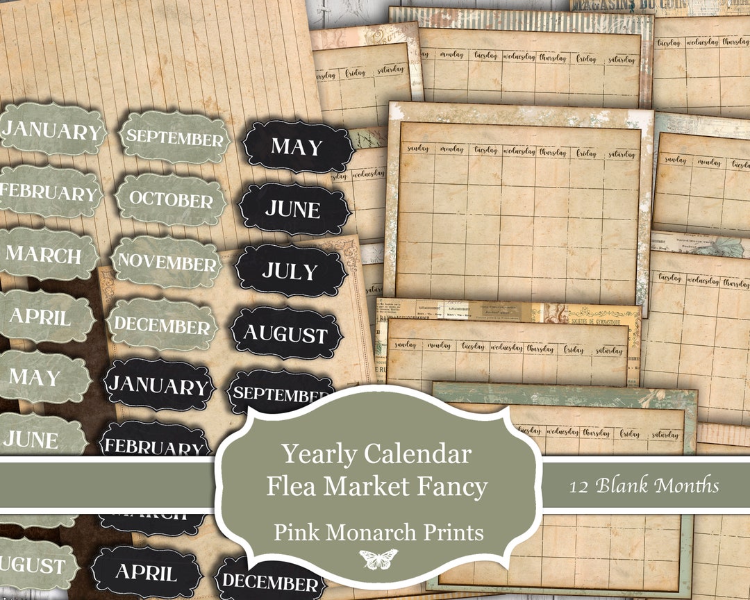 Custom, Junk Journal Calendar, Flea Market Fancy, Digital Planner, Junk ...