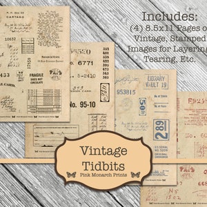 Vintage Tidbits, Junk Journal Kit, Junk Journaling Digitals, Collage ...