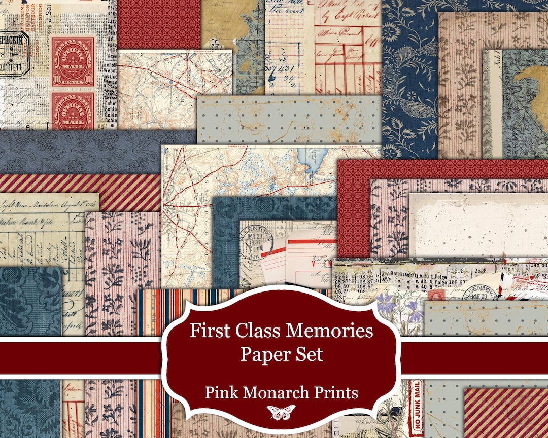 First Class Memories Paper Set, Printable Scrapbooking and Junk ...